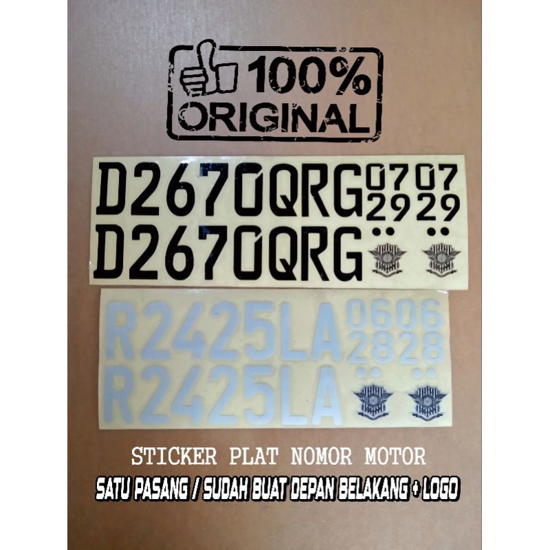 Jual Sticker PLAT NOMOR MOTOR BAHAN REFLEKTIF/FOSFOR Sudah Buat depan ...