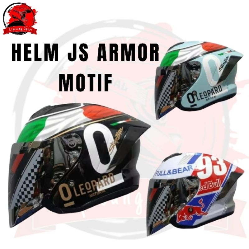 Jual original helm JS ARMOR yakuza HALF FACE motif visor iridium silver ...