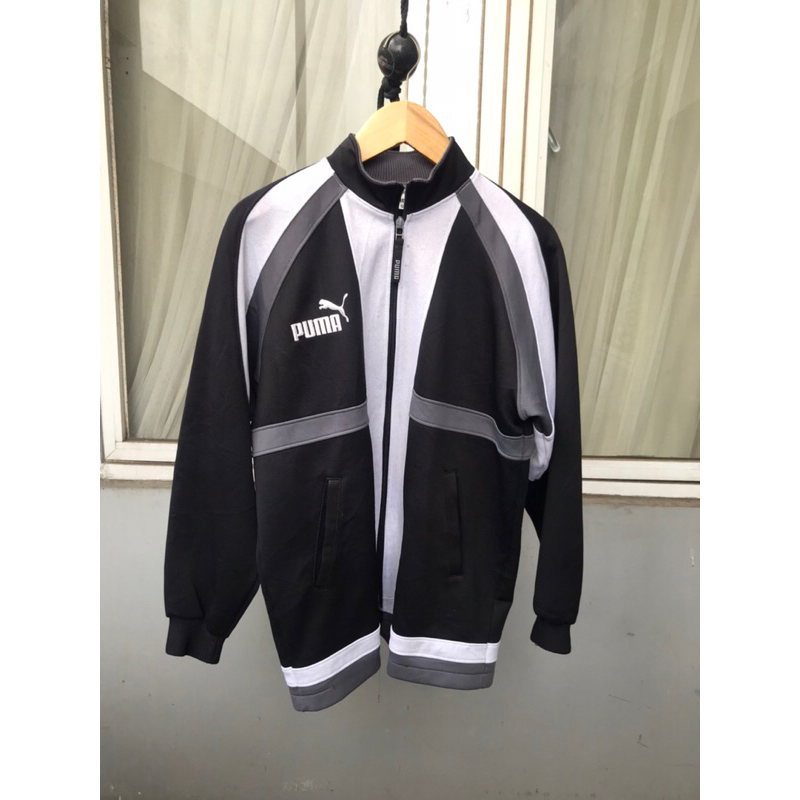 Jual Tracktop Jaket Brand Pria Puma Garris Hitam Abu Putih Size L ...