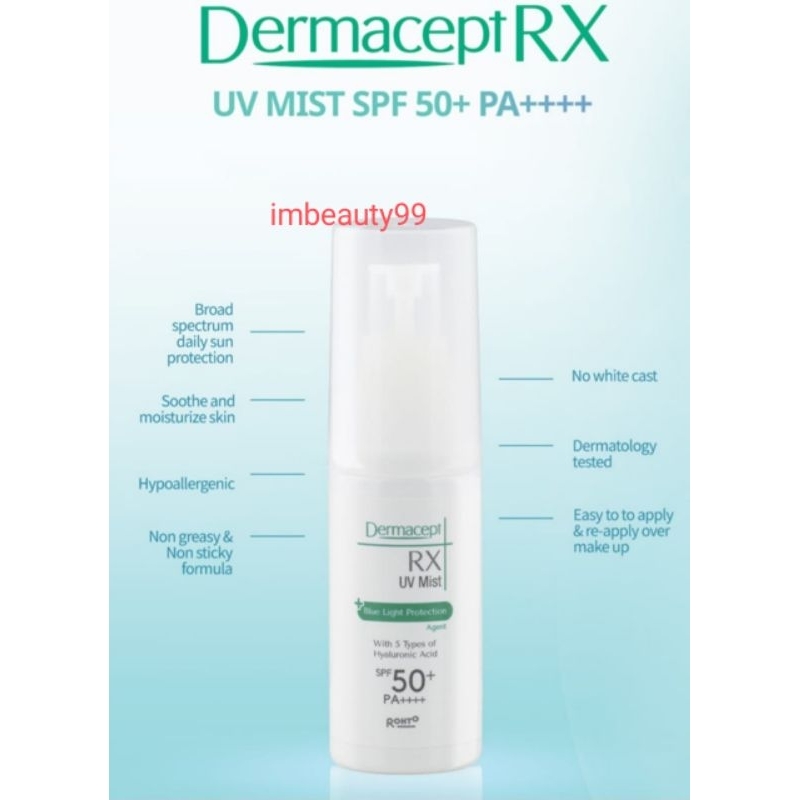 Jual Dermacept RX UV Mist SPF 50+ PA++++ Sunscreen Spray plus Blue Light Protection Agent ...