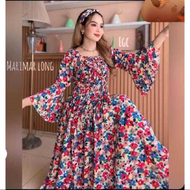 Jual Marimar Long Dress Berbagai Motif Baju Wanita Tangan Panjang Baju ...