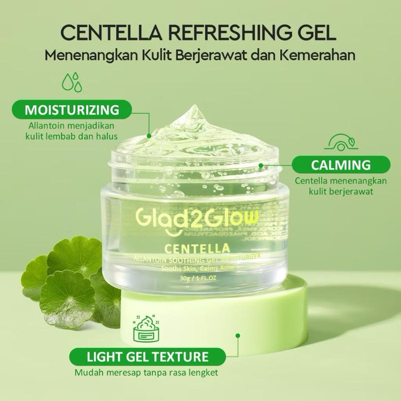 Jual Glad2Glow Centella Allantoin Soothing Gel Moisturizer 30g ...