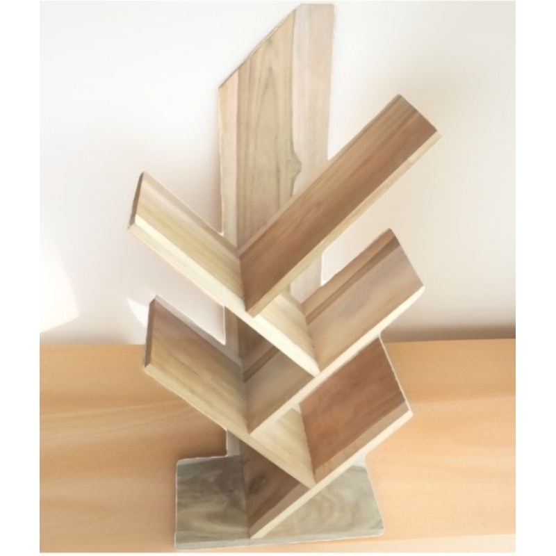 Jual Rak Buku Zigzag / Rak Kayu jati Asli / Rak Bentuk Pohon / Susun ...