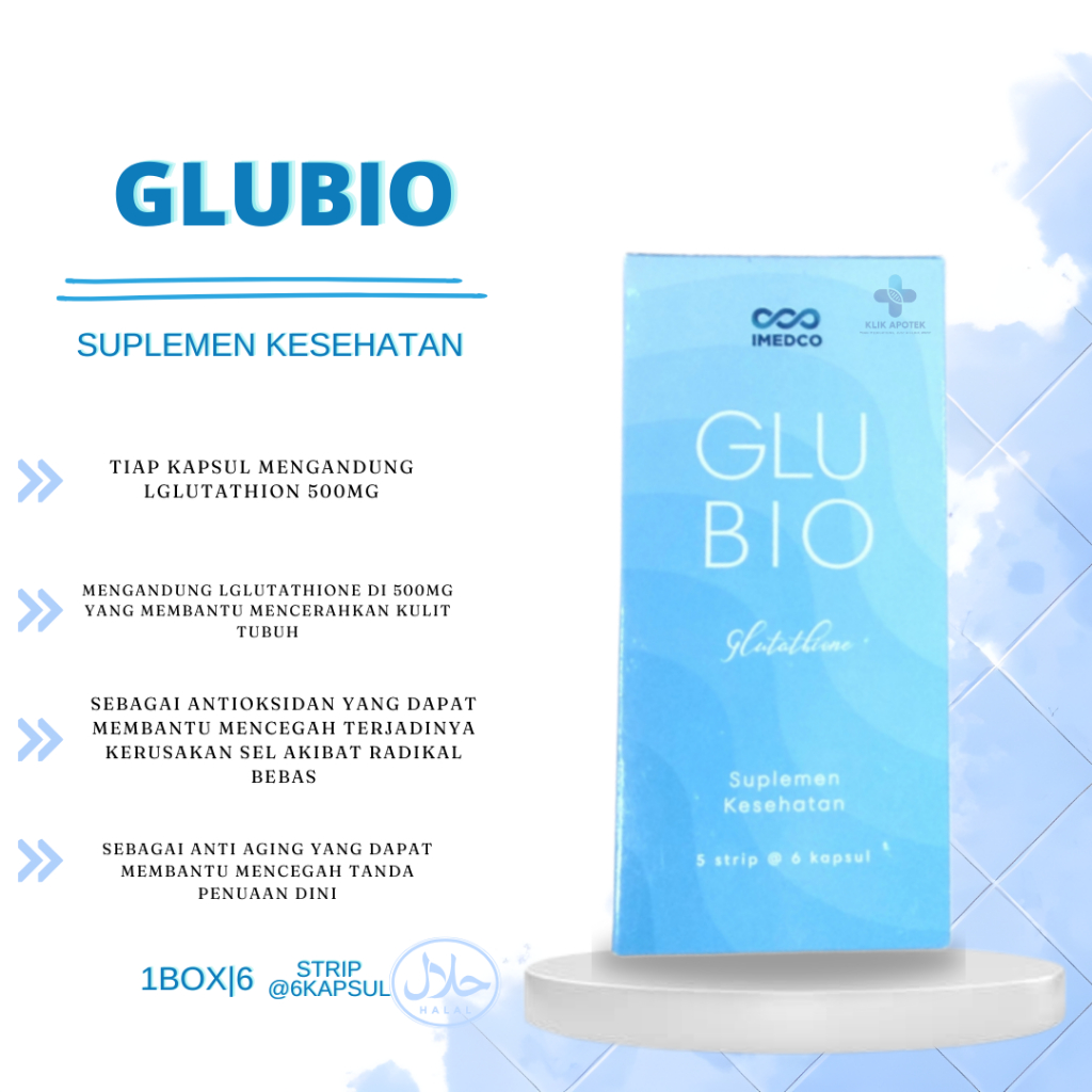 Jual Glubio Glutathione 500mg 30tablet/box | Suplemen Pencerah kulit ...