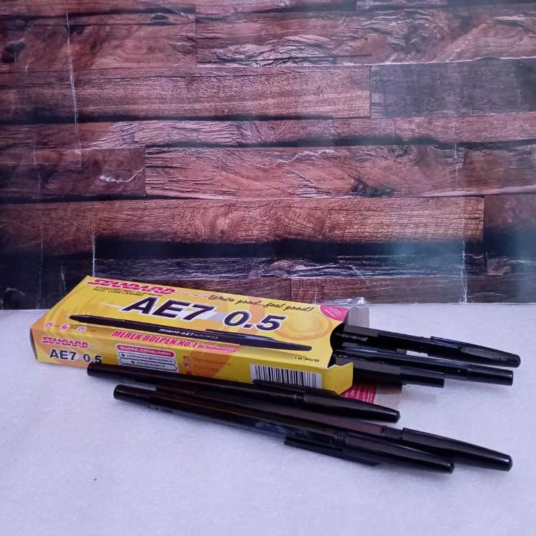Jual BOLPOINT//PULPEN//PEN//PENA STANDARD AE7 0.5 WARNA HITAM | Shopee ...