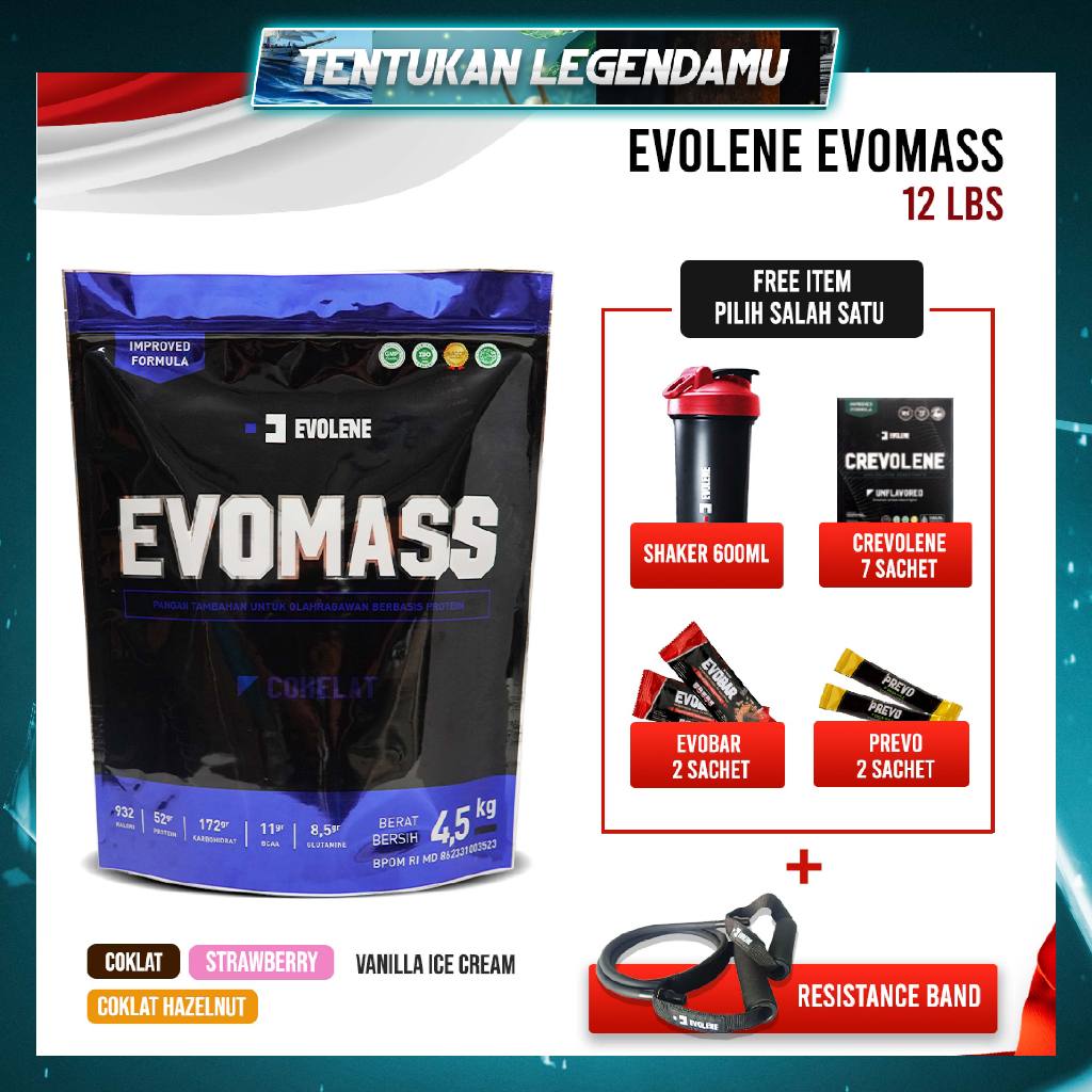 Jual EVOLENE Evomass 10 Lbs (4.500 Gram) Supplement Weight Mass Gainer ...