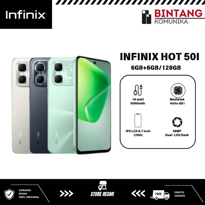 Jual Infinix Hot 50i 6/128GB 120Hz 48MP 18 Watt Fast Charging Garansi ...