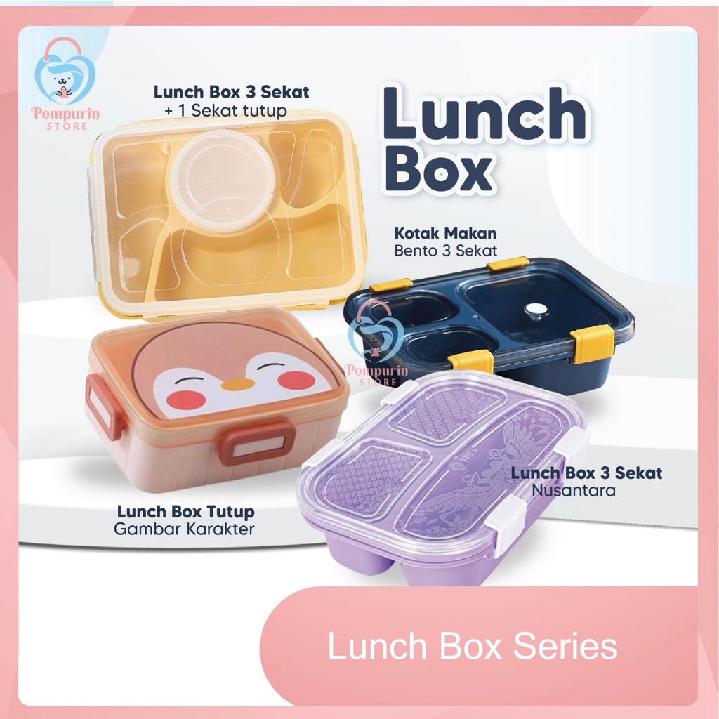 Jual Kotak Makan Bento 3 Sekat 850ml (Free Sendok) / TRI J Lunch Box Nusantara 3 Sekat + 1 Sekat ...