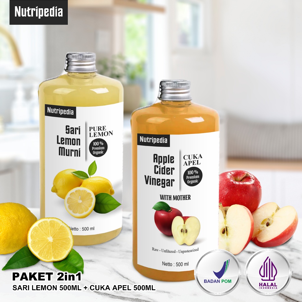 Jual Nutripedia Paket Sehat Diet Detox Sari Lemon 500ml Dan Cuka Apel 500ml | Shopee Indonesia
