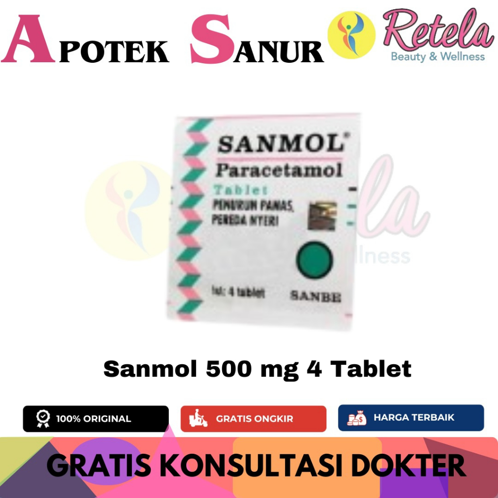 Jual Sanmol 500 mg 4 Tablet/Paracetamol 500 mg | Shopee Indonesia
