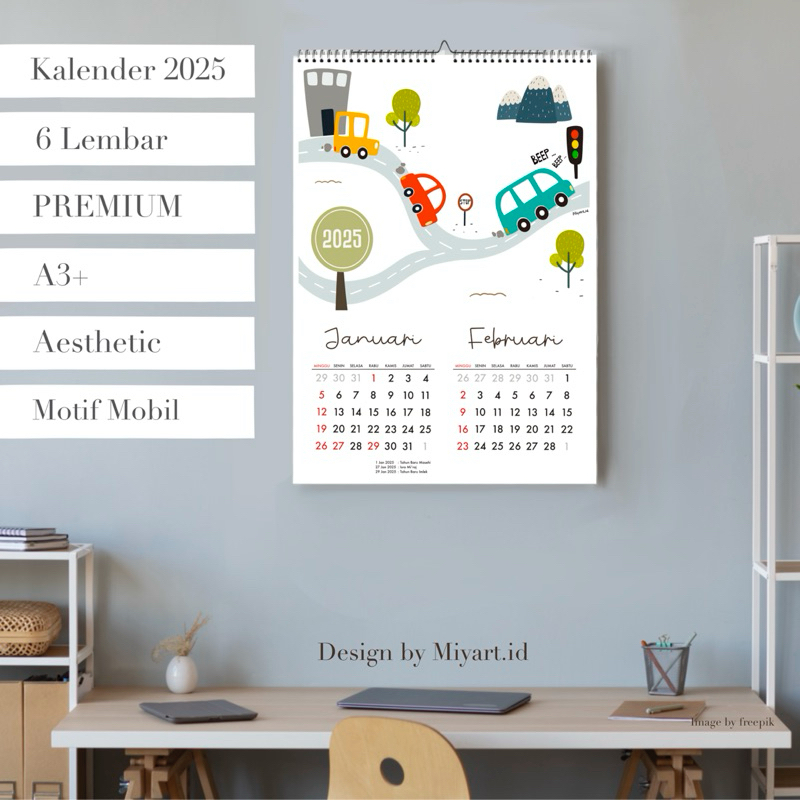 Jual Kalender Dinding Motif Mobil 2025 | Kalender Anak 2025 | Shopee ...