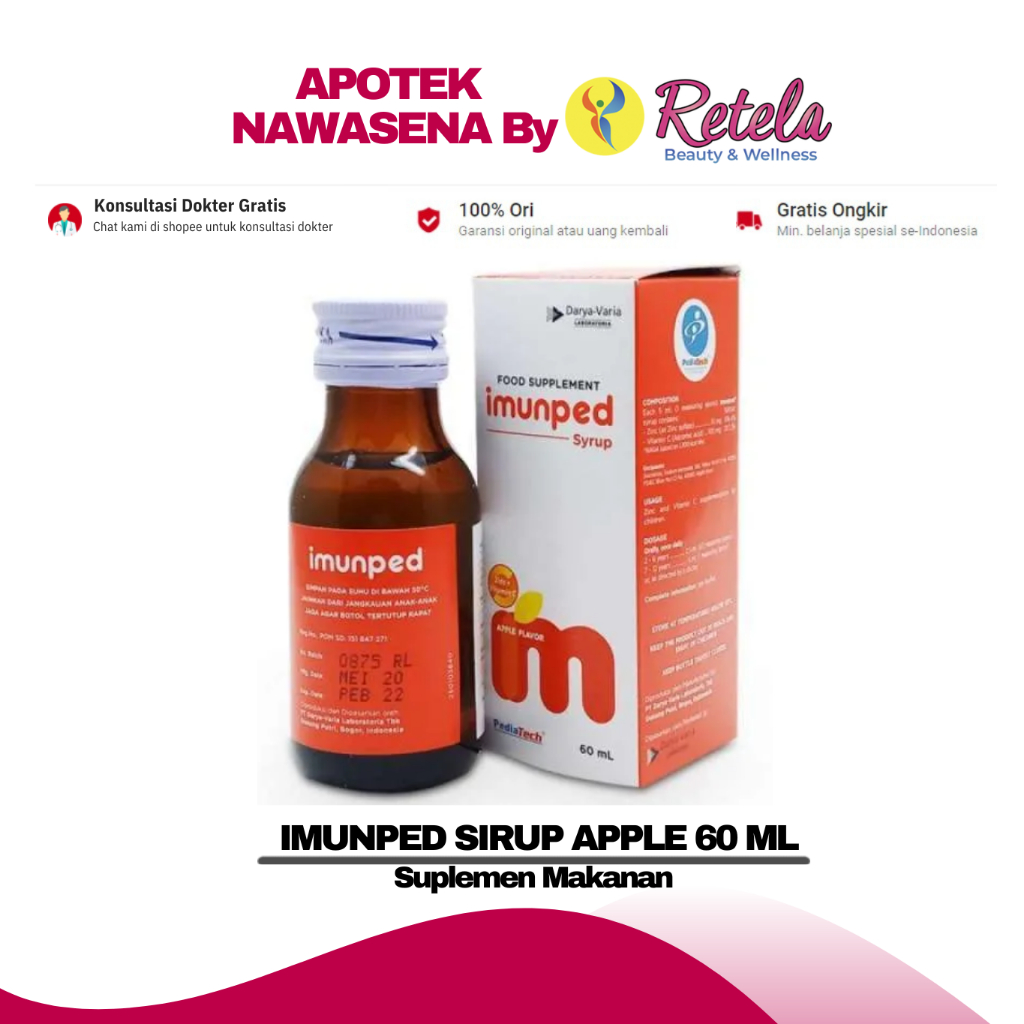 Jual IMUNPED SIRUP APPLE 60 ML / SUPLEMEN MAKANAN | Shopee Indonesia