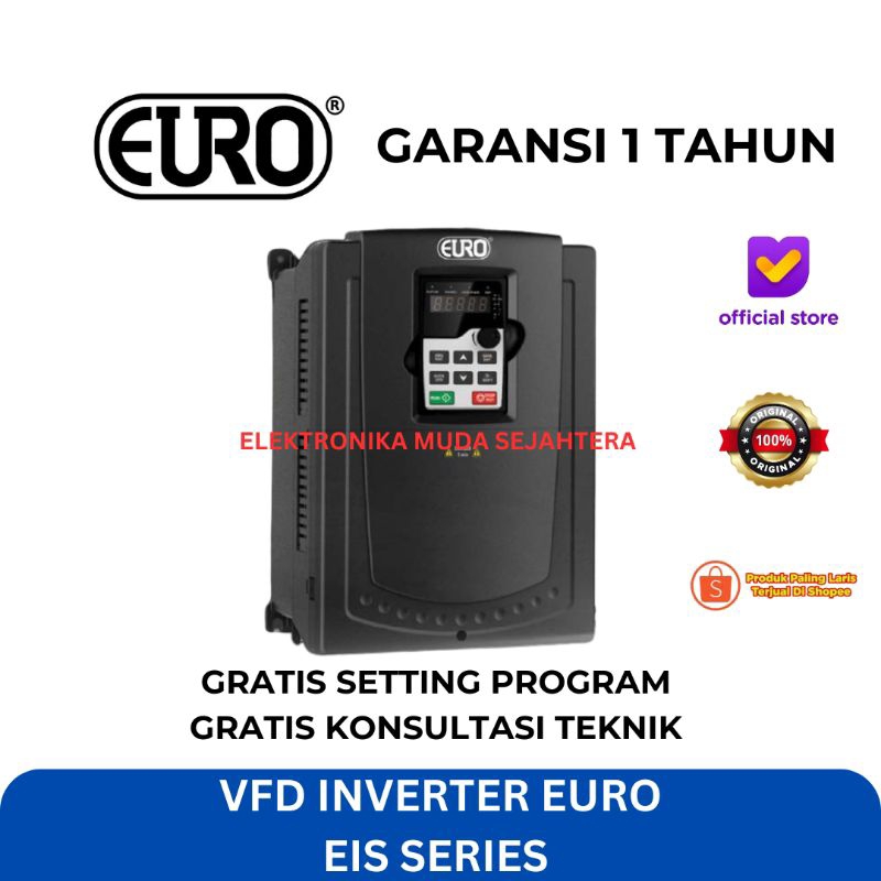 Jual Euro Inverter EIS-3022G 2.2kW 380V 3 PHASE / VSD / VFD / Inverter Euro 3HP 3 PHASE 380V ...