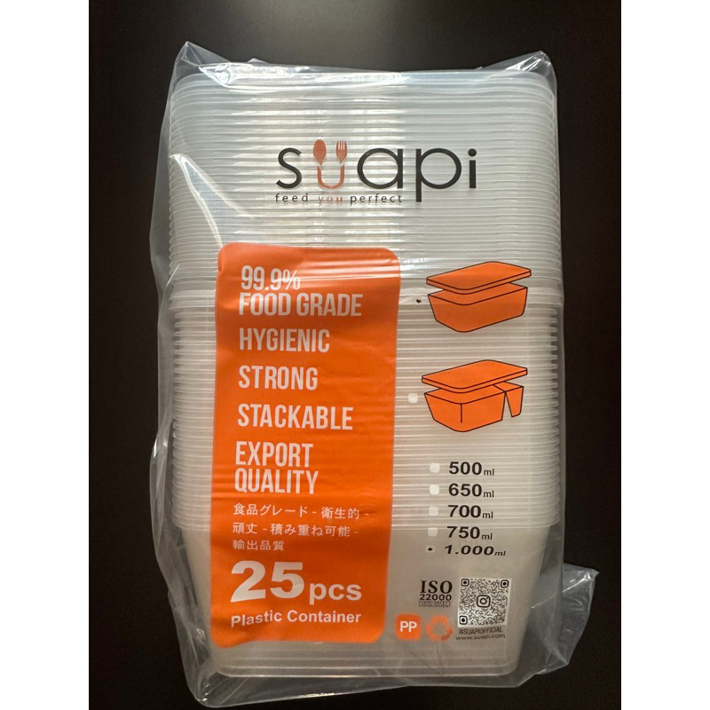 Jual [25pc] SUAPI Thinwall 1000ml Transparan / Hitam / Kotak Makan ...