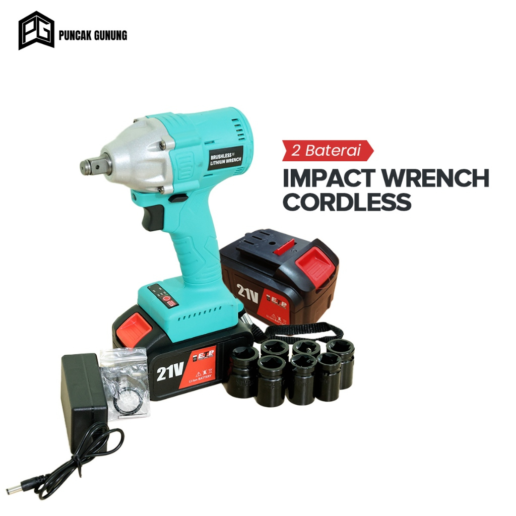 Jual Bor Cordless Impact Wrench 21V Mesin Buka Baut Tanpa Kabel 2 ...