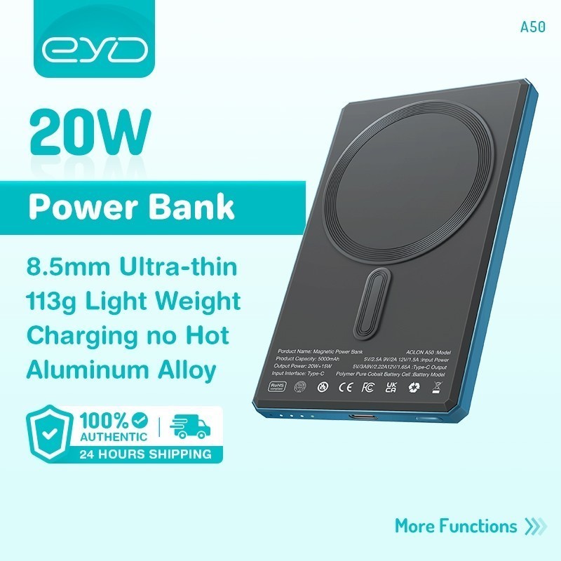 Jual EYD A50 PD20W Magnetic Powerbank 8.5mm Ultra Thin Aluminum Alloy ...