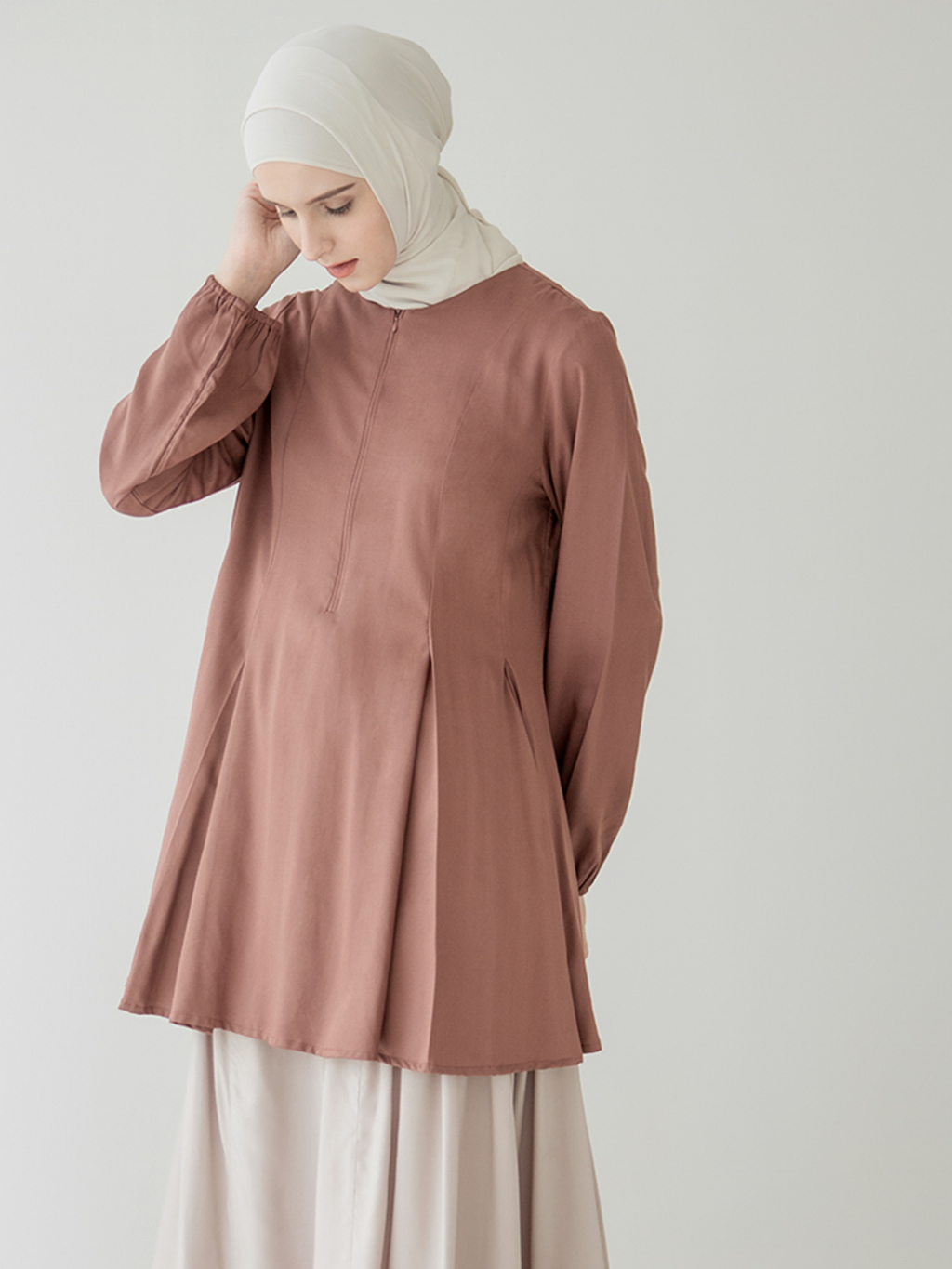 Jual Jivva by Aska Label - Atasan wanita blouse tunik wanita bahan rayon lengan panjang busui ...