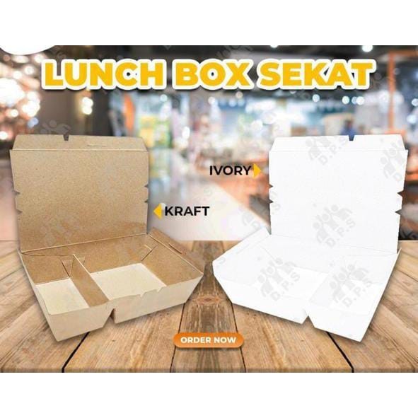 Jual Lunch Box Paper Sekat 2 Putih dan Coklat / Paper Lunch Box Sekat 2 ...