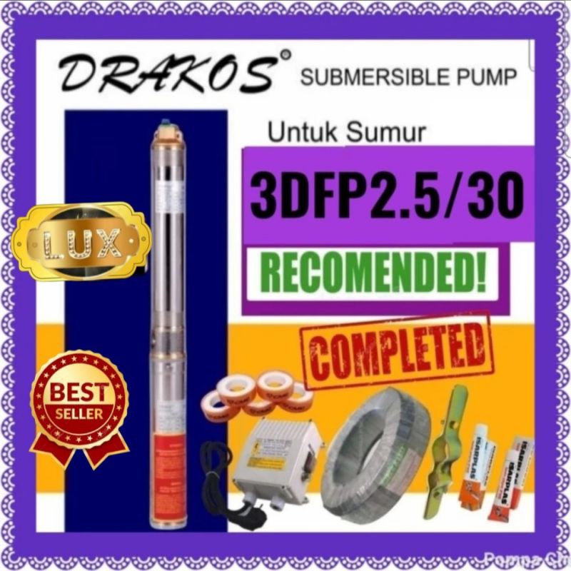 Jual Pompa satelit 3inch DRAKOS 1.5Hp 1phase 3DFP2.5/30 Casing pipa 3 ...