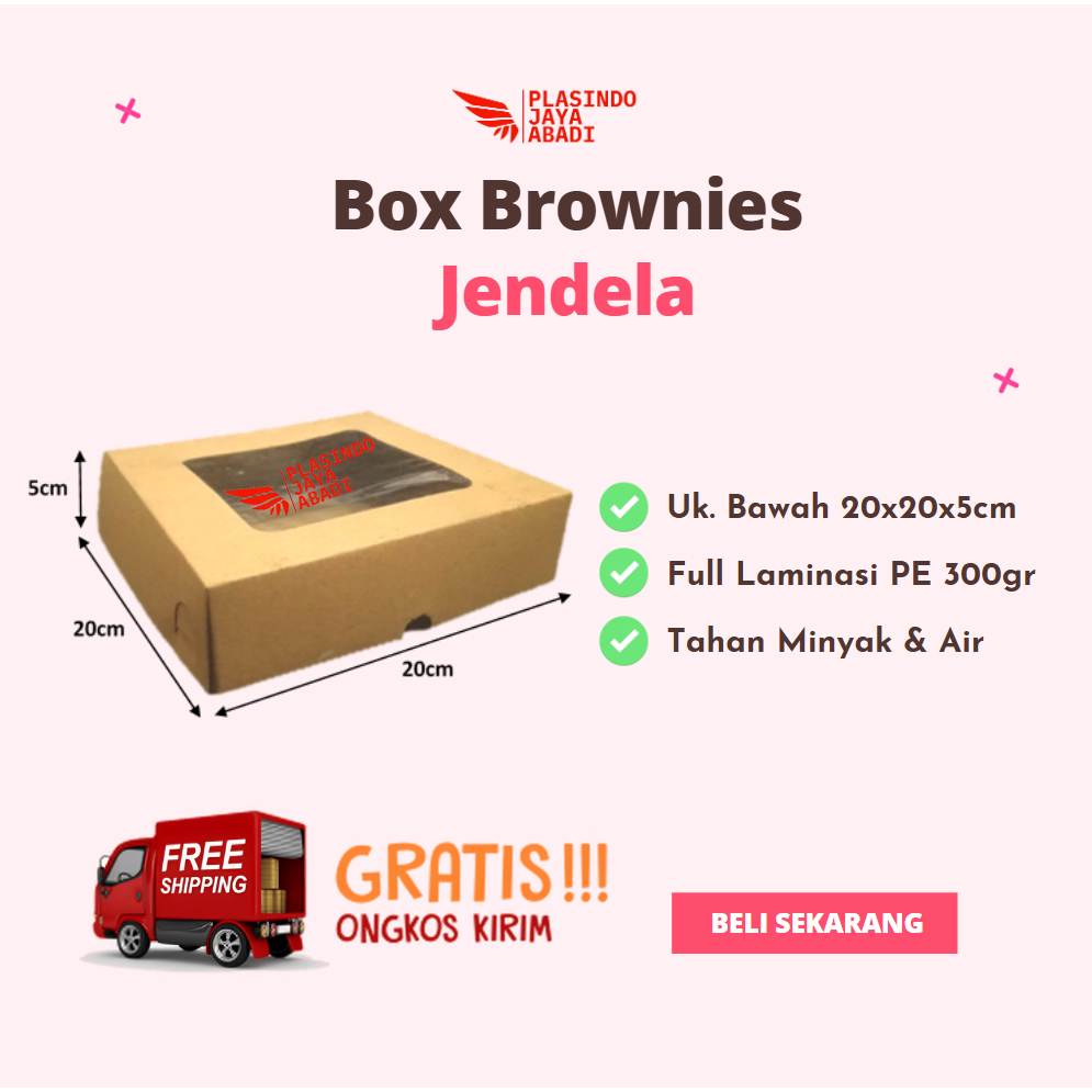 Jual (1pcs) Box Brownies Jendela Kraft 20x20x5cm Full Laminasi / Kotak ...