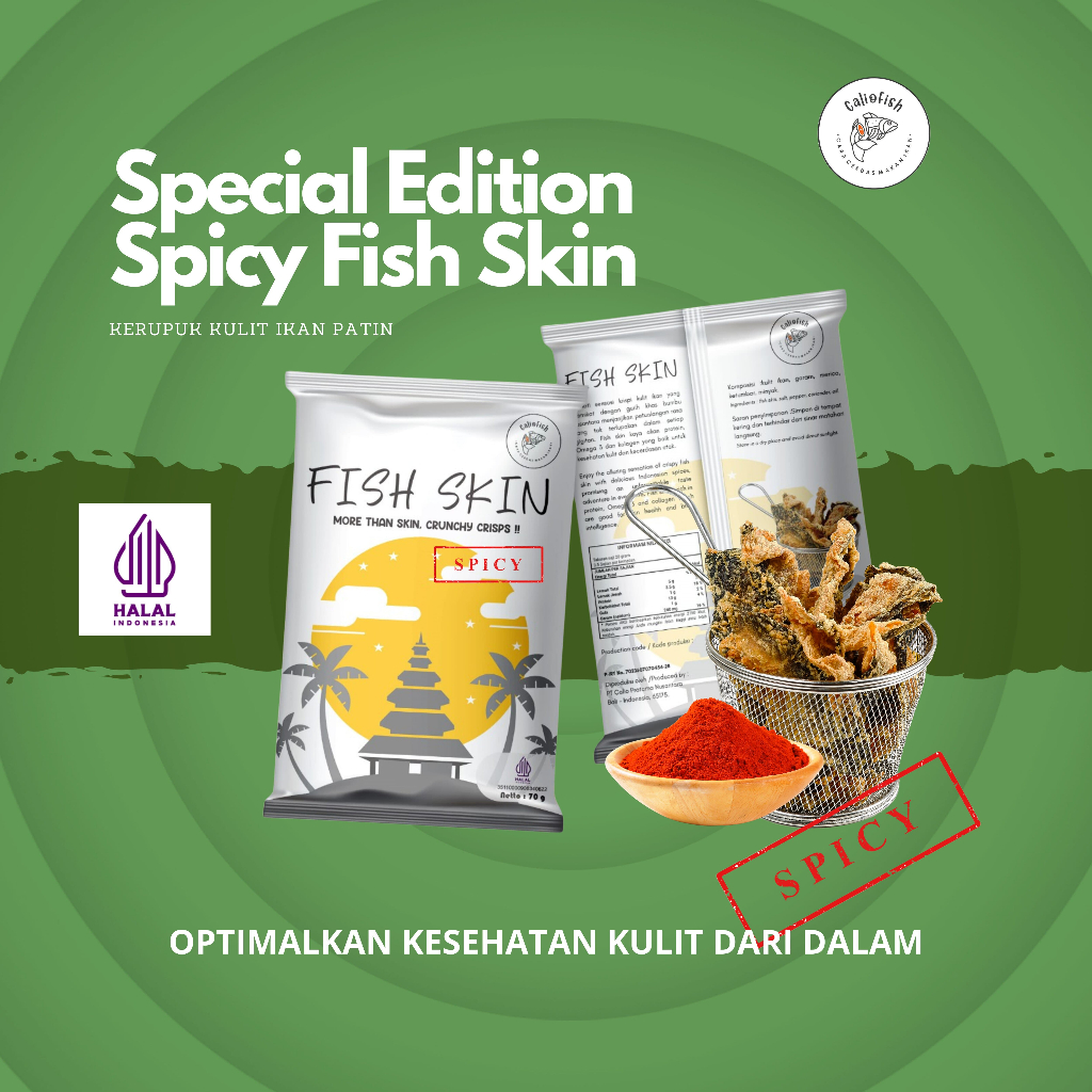 Jual Caliofish Fish Skin Kerupuk Kulit Ikan Patin Pedas Keripik Kulit ...