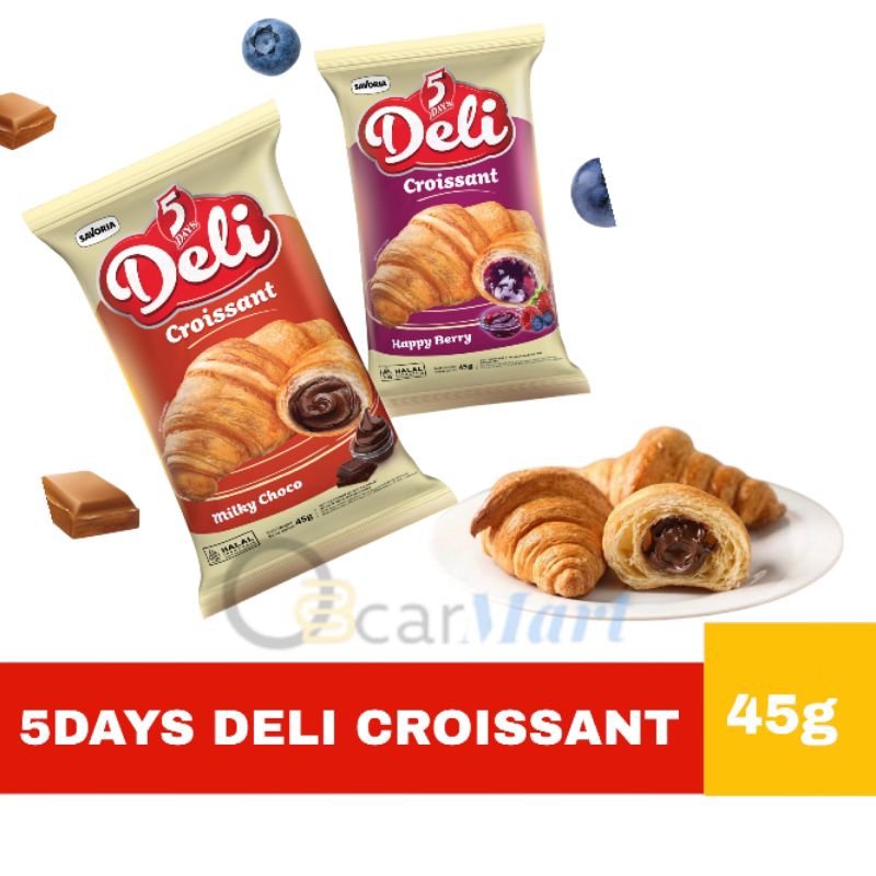 Jual 5 DAYS DELI Roti Croissant Cokelat 45g Satuan | Shopee Indonesia