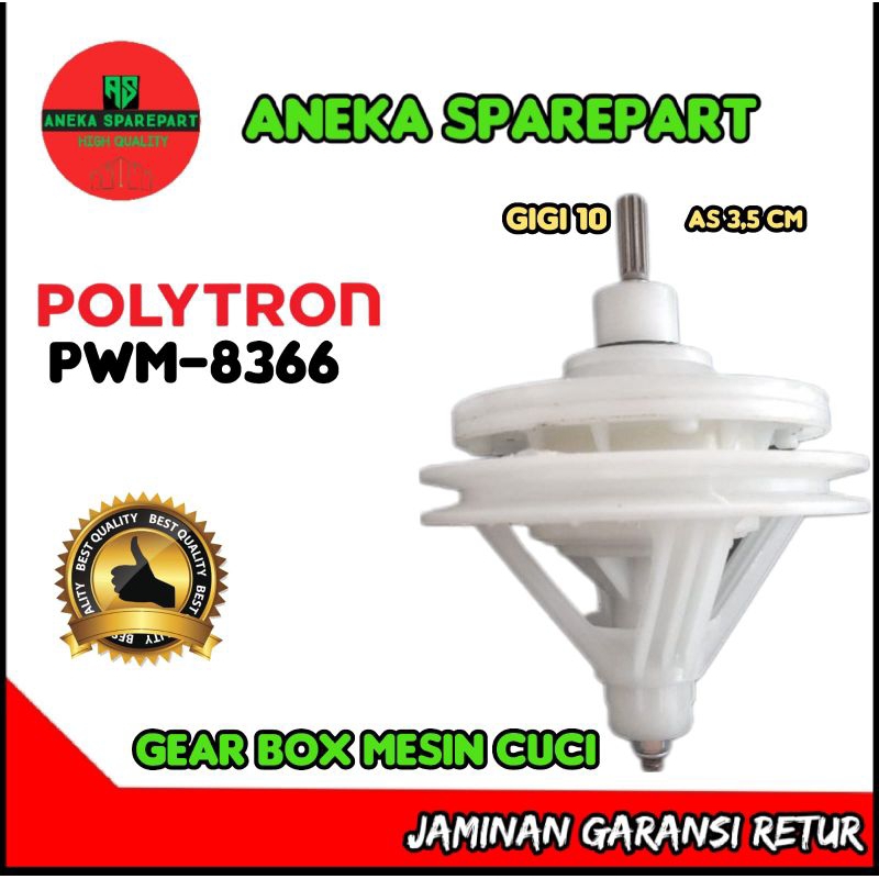 Jual gearbox/girbox mesin cuci 2 tabung polytron PWM-8366 as gigi 10 ...