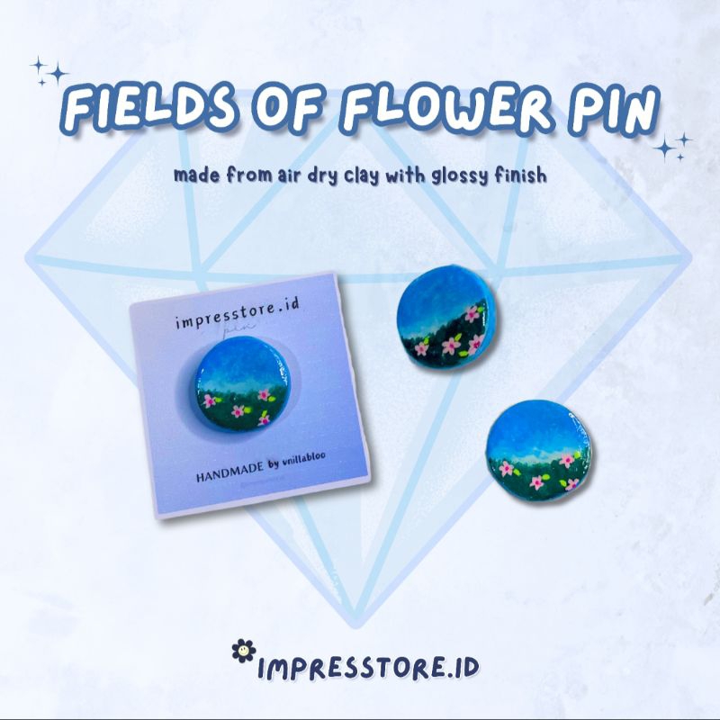 Jual Clay Pins Fields of Flower | Handmade | Air Dry Clay | Pin Lucu ...
