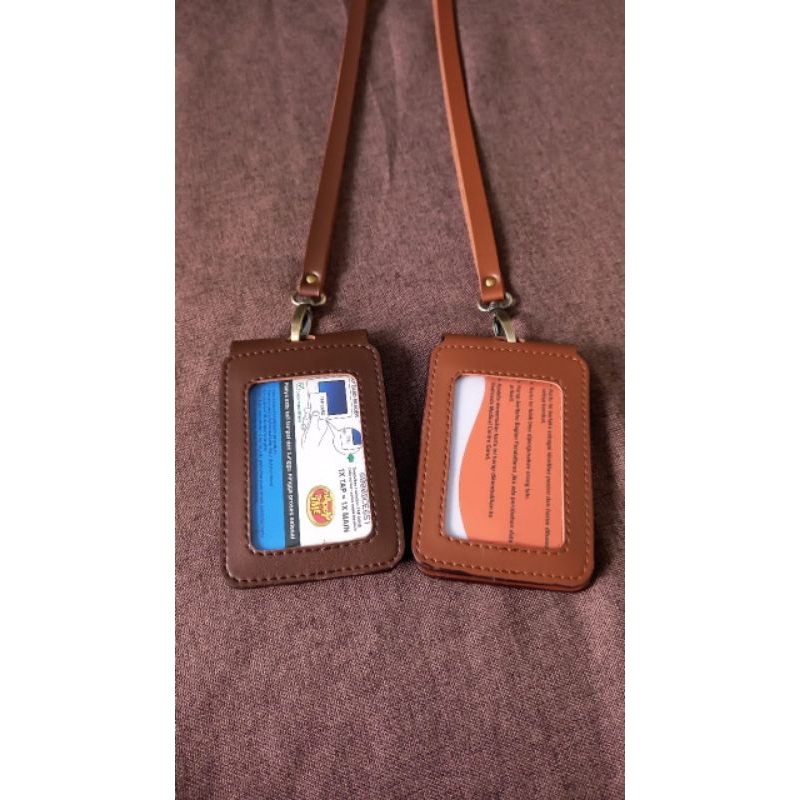Jual ID Card Holder | Name Tag Kulit | Model Saku Banyak | Shopee Indonesia