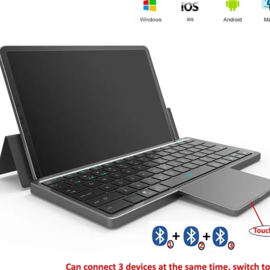 Jual HJ6 Smart Keyboard Bluetooth 3 Device With Rotatable Toucad KF87 ...