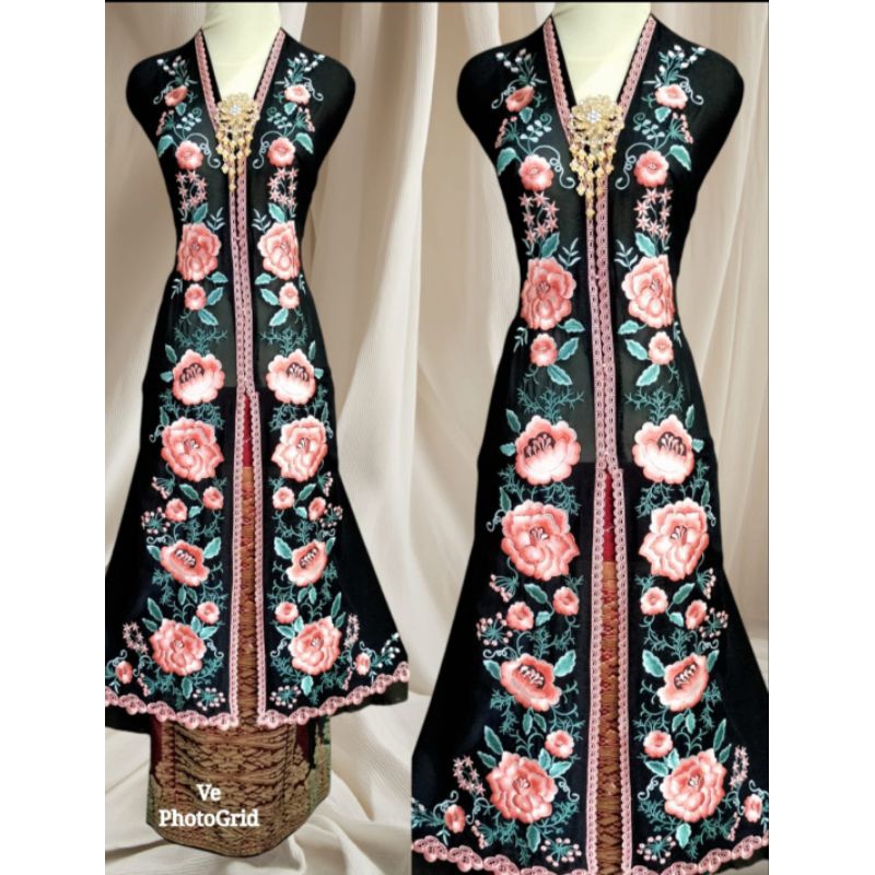 Jual stelan kebaya bordir Suji caia khas Bukittinggi motif kerancang ...