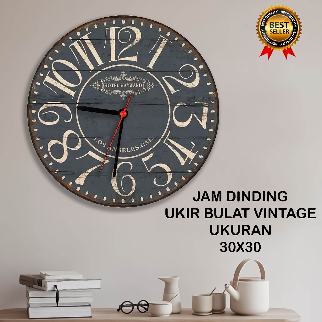 Jual JAM DINDING VINTAGE RETRO AESTHETIC BULAT / JAM DINDING KLASIK ...