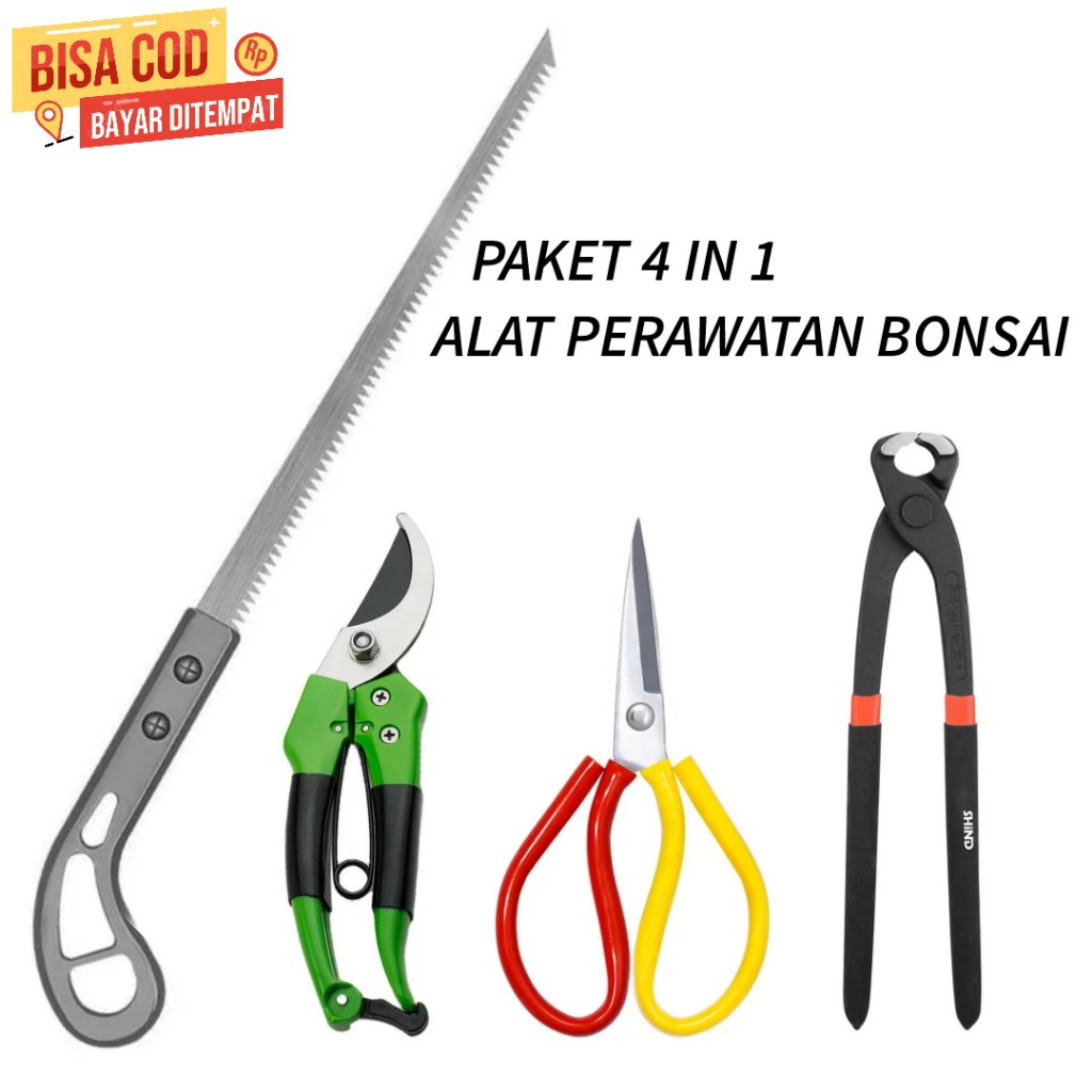 Jual Paket Alat Bonsai Satu Set Tinggal Pakai Catok Modifikasi Tajam Gergaji Gunting Dahan ...