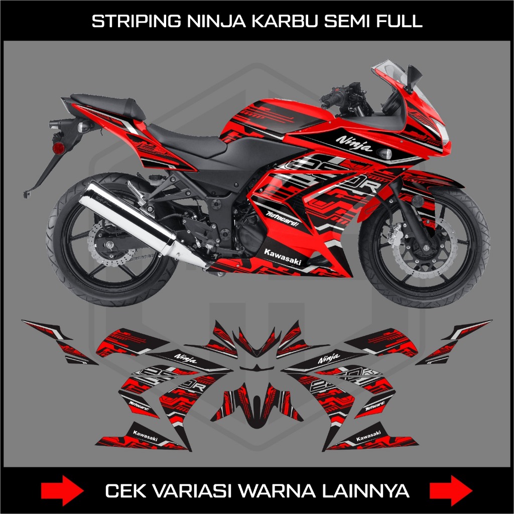 Jual STIKER STRIPING DECAL NINJA 250 KARBU SEMI FULL / STICKER STOCK ...