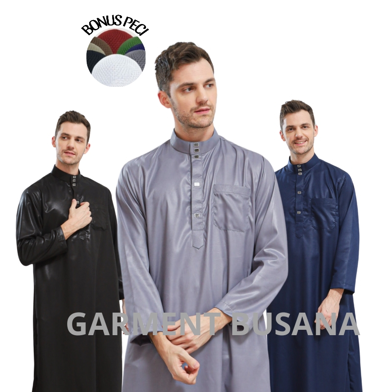 Jual Gamis jubah polos pria lengan panjang pakaian muslim laki-laki terbaru jubah DUBAI elegant ...