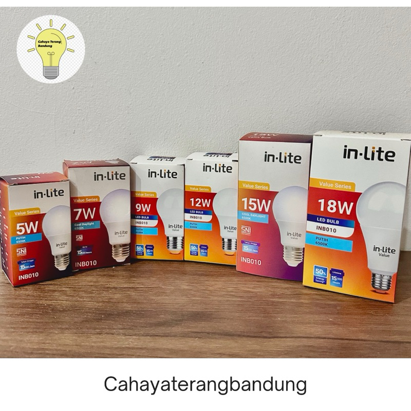 Jual LAMPU BOHLAM LED INLITE VALUE SATUAN 5W,7W,9W,12W,15W, 18W-INB010 | Shopee Indonesia