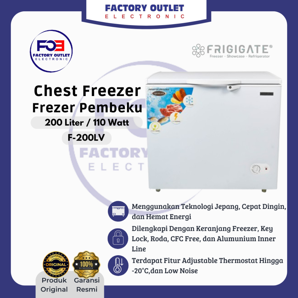 Jual FRIGIGATE F-200LV F 200 LV Chest Freezer Kulkas Pembeku 200 Liter ...