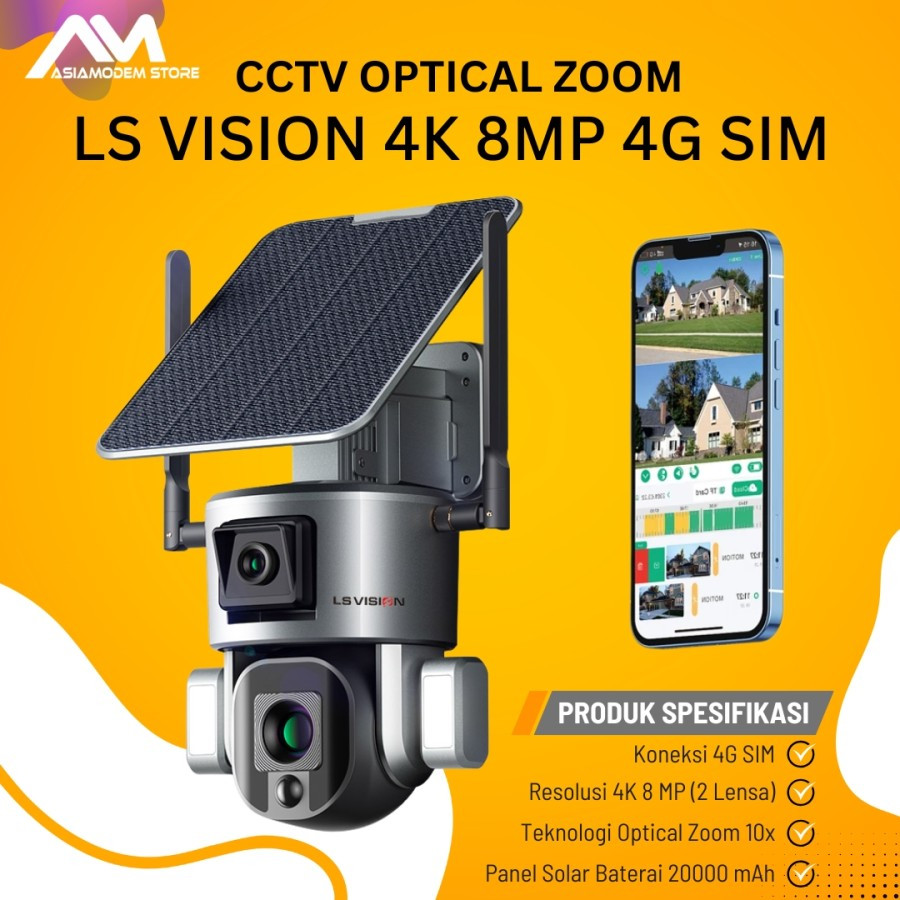 Jual CCTV Solar Panel LS VISION Dual Lens 4K 8MP 4G WIFI Outdoor Camera ...