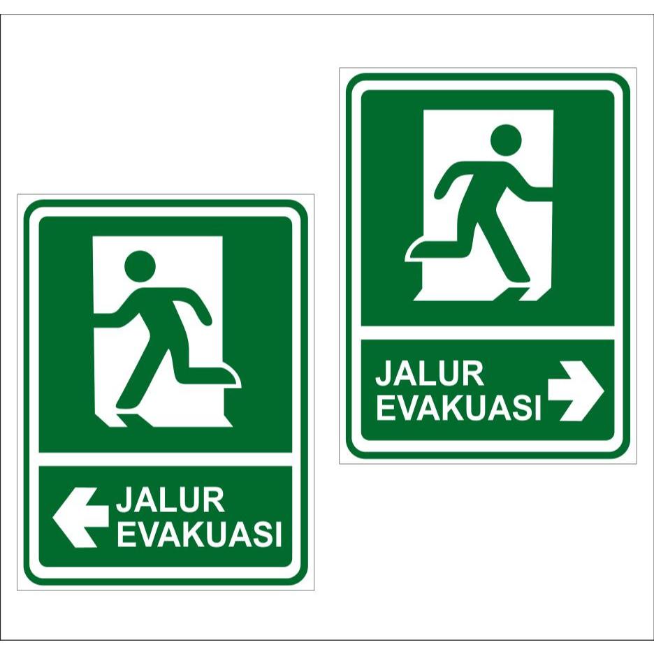 Jual SIGN STIKER JALUR EVAKUASI ARAH KANAN dan KIRI Uk. 30 x 45 CM RAMBU K3 | Shopee Indonesia