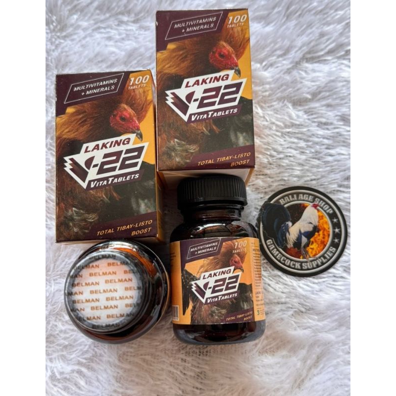 Jual V22 tablet multivitamins + minerals untuk ayam aduan (1botol isi ...