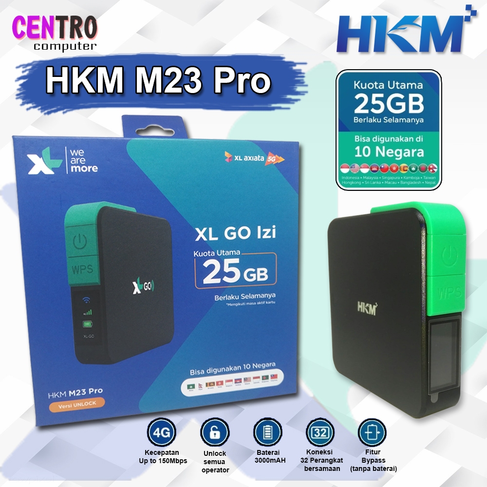 Jual HKM M23 Pro MiFi N3 XL Modem WiFi 4G LTE High Speed Free Kuota XL ...