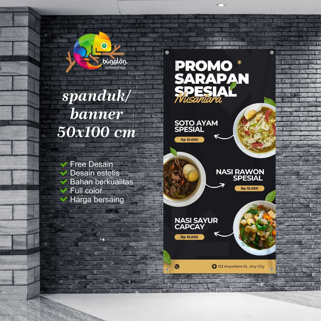 Jual Cetak Spanduk Banner Hitam dan Puith Ilustrasi Tebal Promo Spesial ...