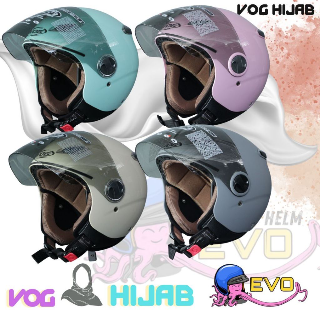 Jual VOG HIJAB HELM HALF FACE WANITA DEWASA SOLID ORIGINAL, HELM GM ...