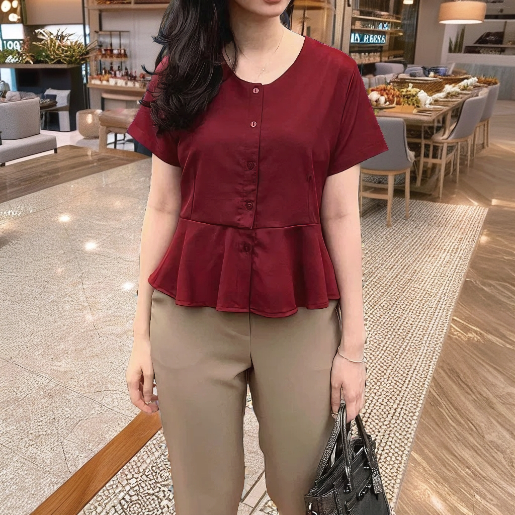 Jual Key - 0110 FEBY Top Peplum Moscrepe Premium Good Quality / Atasan ...