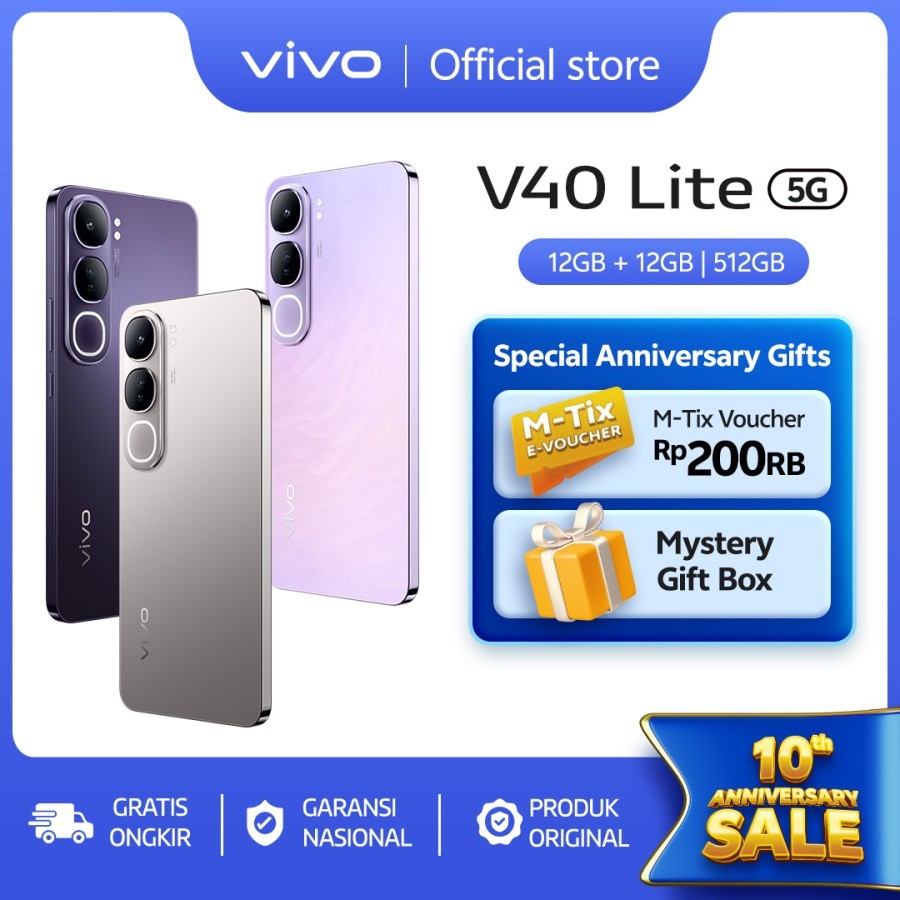 Jual Vivo V40 lite 5G 8GB/256GB - 12GB/512GB Garansi Resmi | Shopee Indonesia