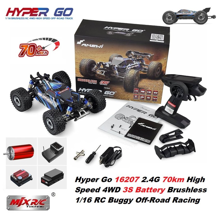 Jual MJX HYPER GO 16207 2.4G 70km High Speed 4WD 3S Battery Brushless 1/16 RC Buggy Off-Road ...