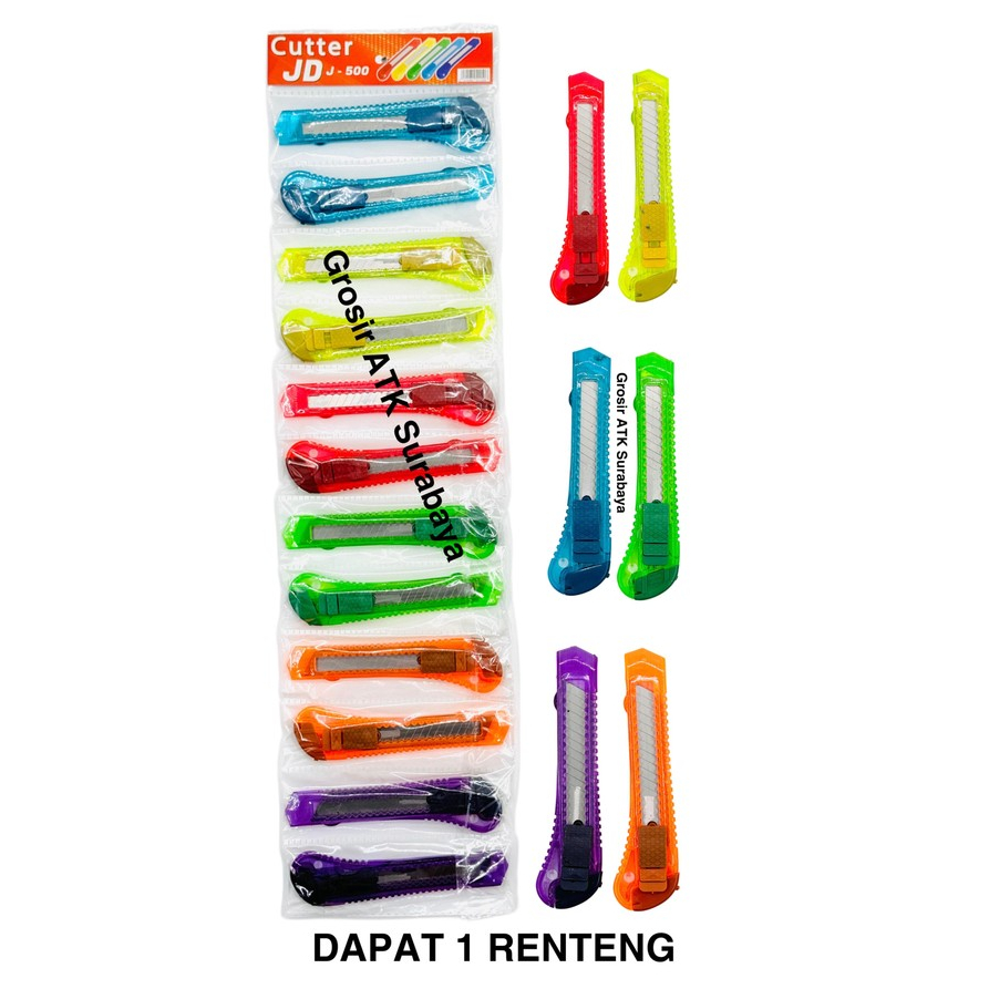 Jual ( DAPAT 1 RENTENG 12 PCS ) CUTTER RENTENG JD TRANSPARAN BESAR J ...