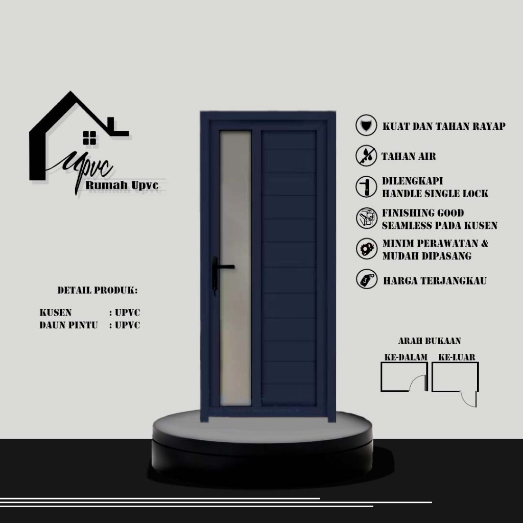 Jual PINTU UPVC.KAMAR TIDUR.PINTU UTAMA.(GREY/ABU-ABU PREMIUM) | Shopee ...