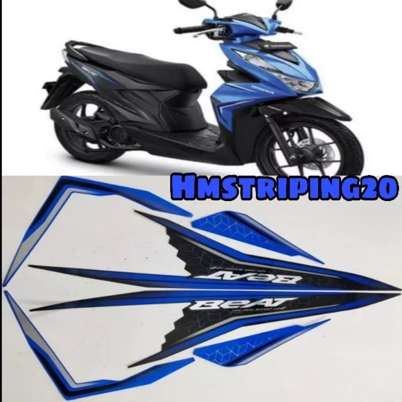 Jual STRIPING STIKER HONDA BEAT CBS ISS 2020 BIRU HITAM LIS BODY ...