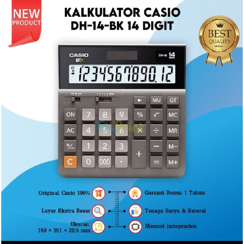 Jual KALKULATOR CASIO ORIGINAL DH - 14 / CALCULATOR ORIGINAL CASIO 14 ...